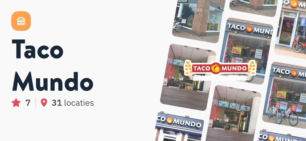 Alle Taco Mundo fastfoodrestaurants waar je kunt betalen met een creditcard